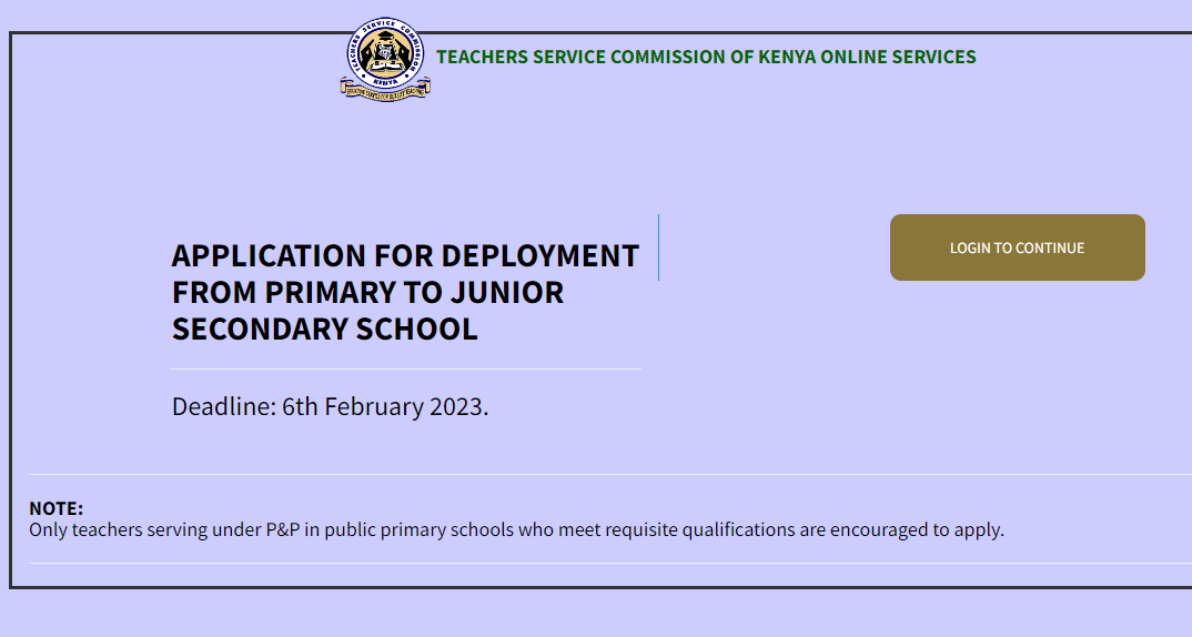 Requirements And How To Apply For TSC Deployment To Junior Sec Online