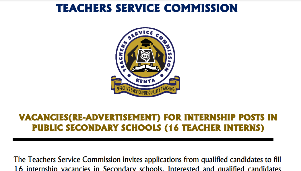TSC Advert Recruitment Of Intern Teachers By 2nd June 2023