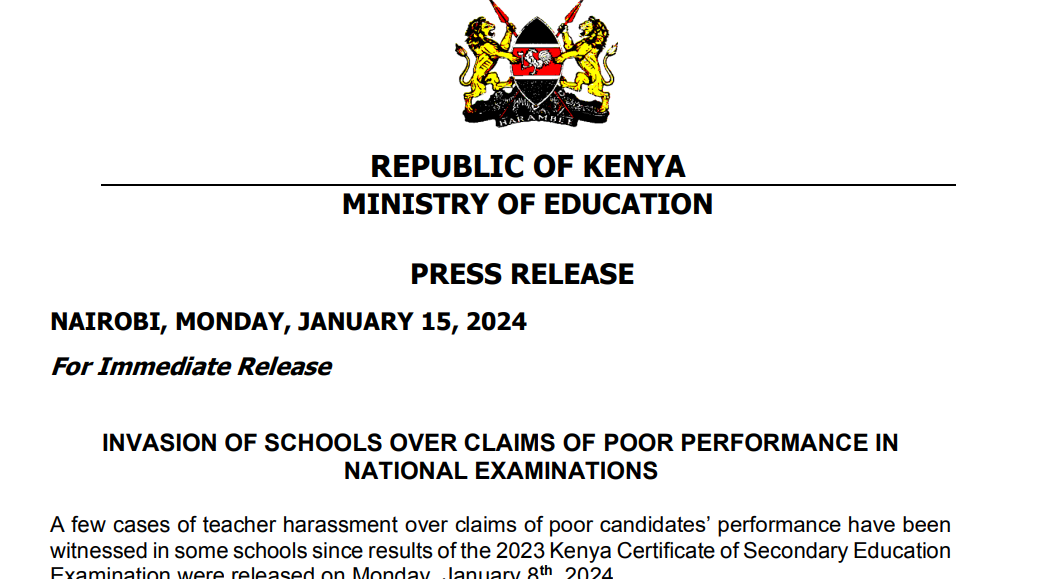 CS Machogu's Statement On Schools Attack Over Poor KCPE, KCSE Performance